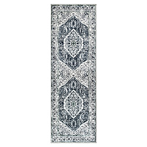 KOZYFLY Runners for Hallways 2x6 Ft Washable Kitchen Runner Rug Boho Runner Rug for Entryway Indoor Grey Oriental Faux Wool Bathroom Runner Rug Floor Carpet Runner for Bedroom Kitchen Hall