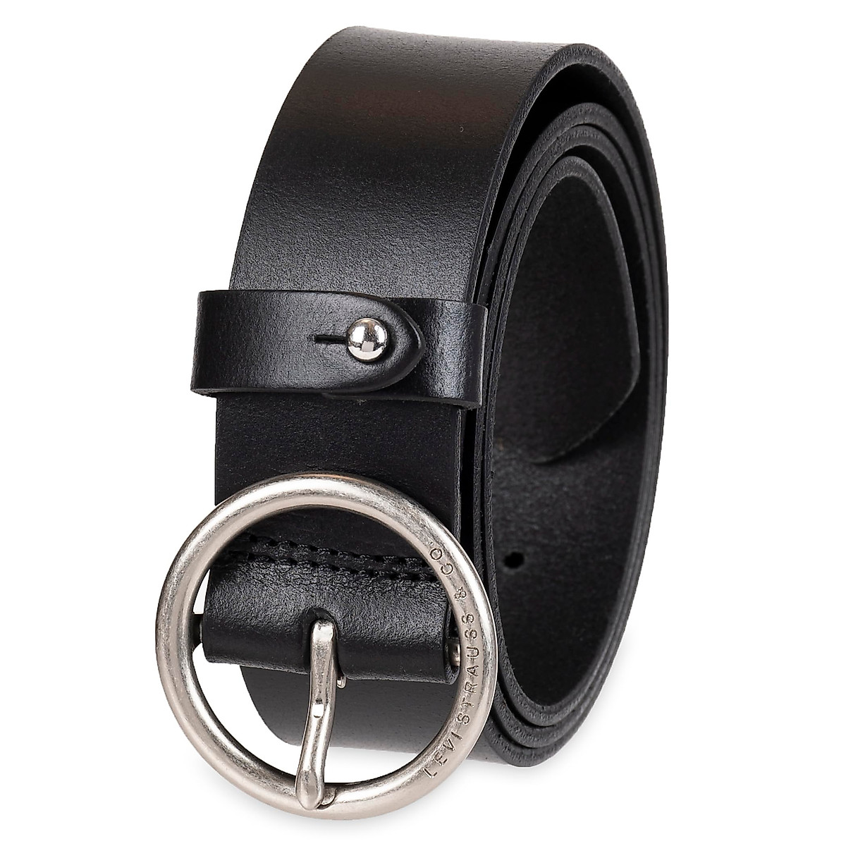 Levi's Women's Circular Center Bar Buckle Belt, Black, Small