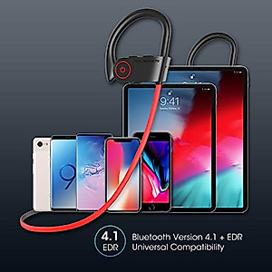 noot products NP11 Wireless Earphones Bluetooth in-Ear Headphones with Ear Hook/Mic, Volume & Remote Control IPX7 Sweatproof Earbuds for Sports, Workout, Running, Exercise, Gym (Black)