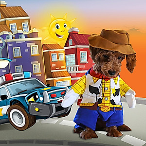 Wood Dog Costume -Dog Halloween Costume Cute Cowboy Dog Costume Halloween, Cat Costume Pet Cosplay Cat Apparel for Small Medium Large Dogs Special Events Christmas Photo Props Accessories