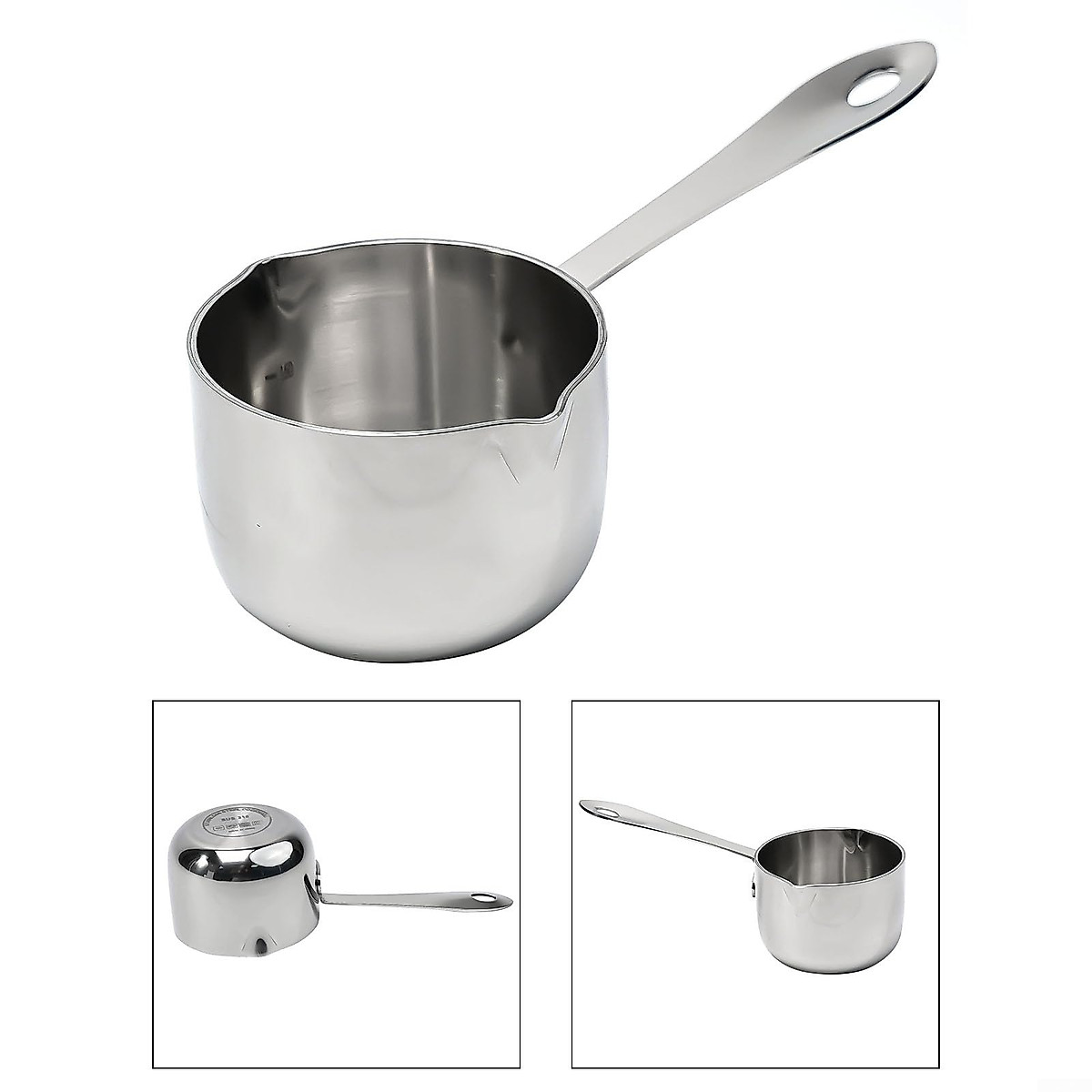 Stainless Steel Milk Pot, Milk Butter Warmer Pot Small Sauce Pan Non Coffee Pot Stovetop Chocolate Melting Pot Gravy Pot (160ml)