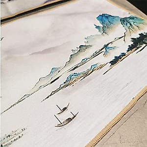 1pcs Chinese Painted Tea Towel Absorbent Rag, Thickened Table Cleaning Tea Cloth, Cotton Household Cloth Dish Cleaning Wipe Tea Towels (Color : 07, Size : 0.6x1.3ft)