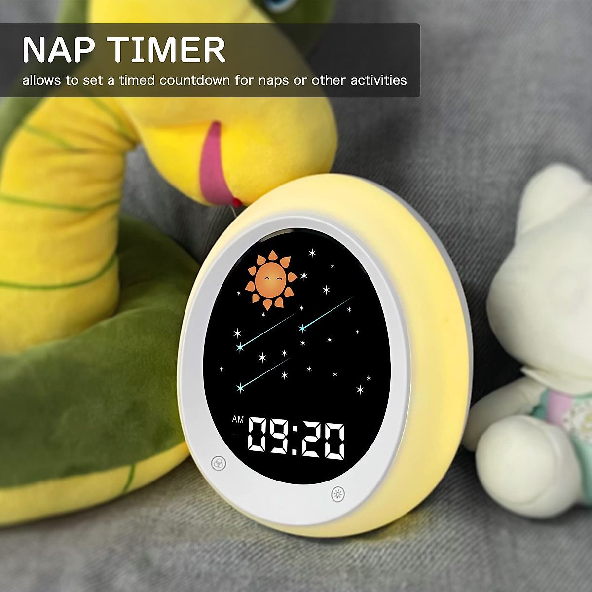 I·CODE Meteor Routine Helper Sleep Trainer, Kids Alarm Clock, Nursery Noise Machine & Night Light with Nap Timer for Younger Children
