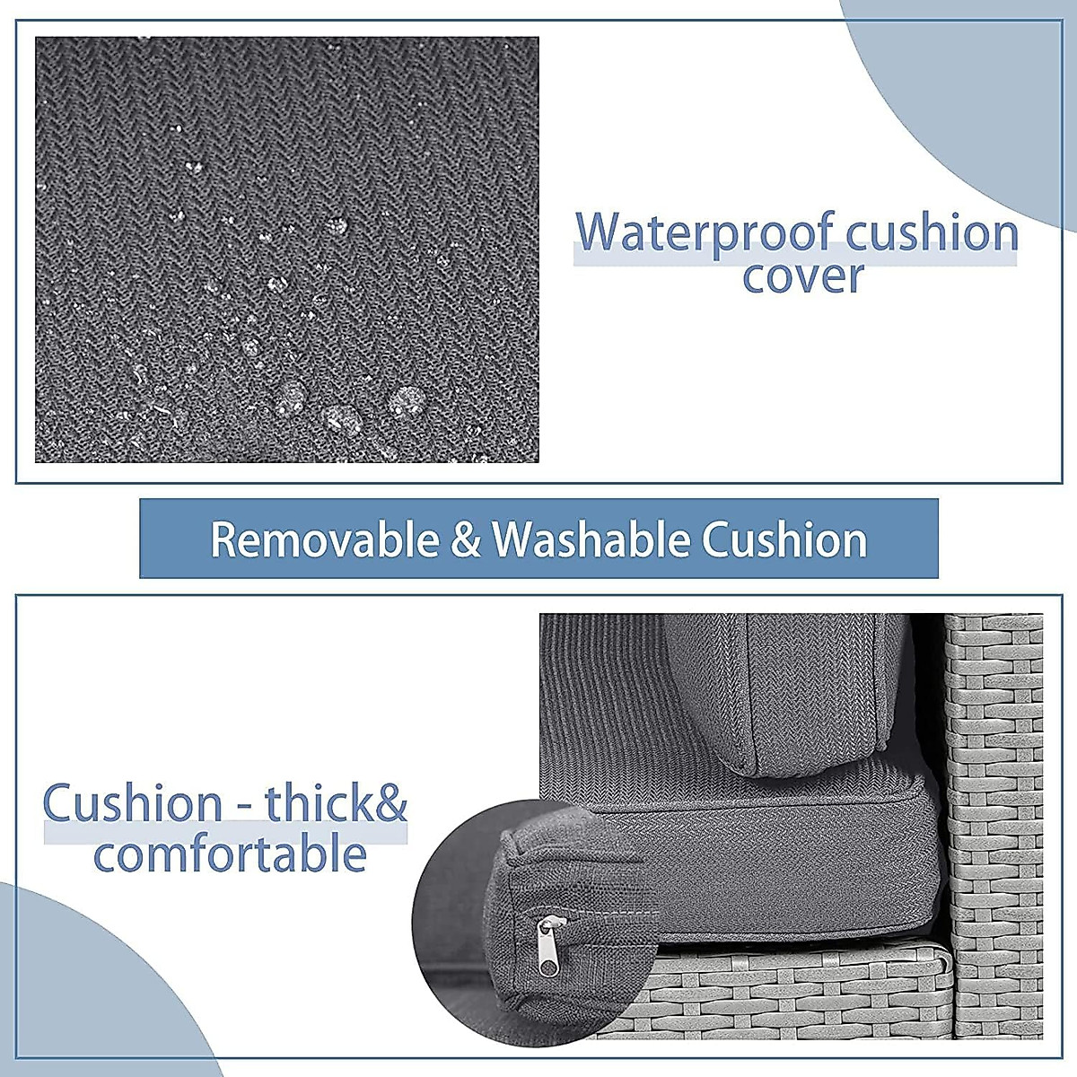 SUNCROWN 2-Piece Outdoor Patio Furniture Corner Sofa Set All-Weather Wicker Sectional Loveseats with Washable Cushions, Grey