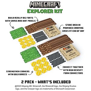 Minecraft Explorer Kit - Build Minecraft in The Real World - Endless Play for Ages 8 and Up - Build Forts, Mazes, Tunnels, and More - Durable, Reusable, and Made in USA (1 Pack)