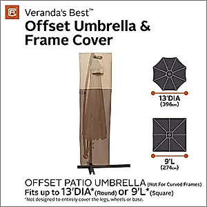 Classic Accessories Veranda's Best Waterproof Offset Umbrella & Frame Cover, 13 Foot, Patio Furniture Covers