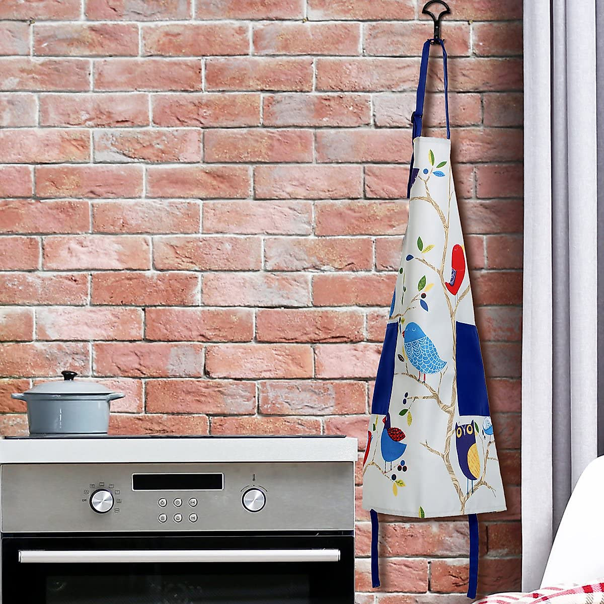 Love Potato Cute Cartoon Pattern Adjustable Kitchen Cooking Apron with 2 Pockets for Women and Men, Bird