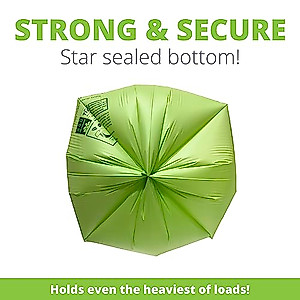 Simply Bio 55 Gallon Compostable Trash Bag with Flat Top, Heavy Duty Extra Thick 1.57 Mil, 12 Count, 208.2 Liter, Large Lawn Yard Waste Bag, ASTM D6400, US BPI and Europe OK Compost Certified