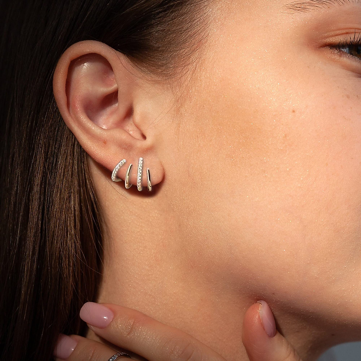 Tewiky Claw Earrings for Women, 14k Gold Plated/Sterling Silver Claw Earrings Cuff Hypoallergenic Subloom Ear Wrap Piercing Stud Earrings Minimalist Trendy Cubic Zirconia Warp Cuff Earrings Dainty