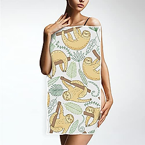 HUSSRITY Sloths with Jungle Leaves Towels Super Soft Hand Towel Highly Absorbent Washcloths Quick Dry Bath Towel 30x15 Inch Durable Lightweight