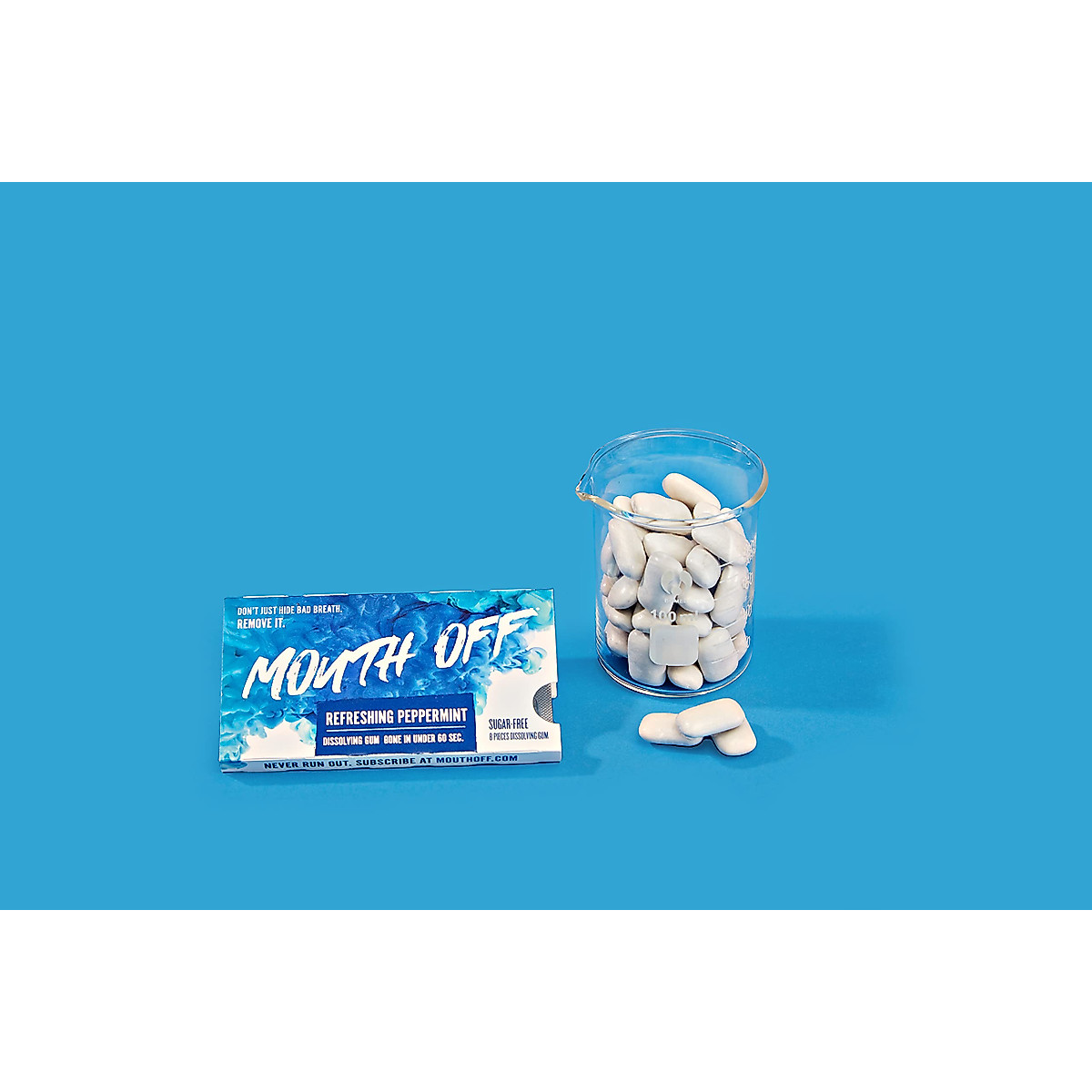Mouth Off Breath Freshening Fast Dissolving Sugar-Free Gum, Refreshing Peppermint