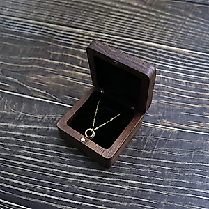 DSHOM Natural Walnut Wooden Necklace Gift Box Pendant Storage Case Jewelry Display Box for Anniversary Propose Christmas