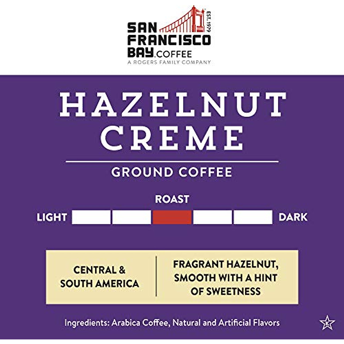 San Francisco Bay Ground Coffee - Hazelnut Crème (28oz Bag), Flavored, Medium Roast