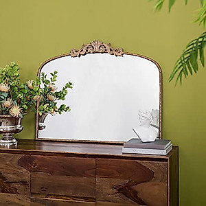 A&B Home Arched Vertical Mirror-Wall Mirror with Gold Metal Frame,40"x31" Large Arch Mirror for Bathroom Bedroom Living Room