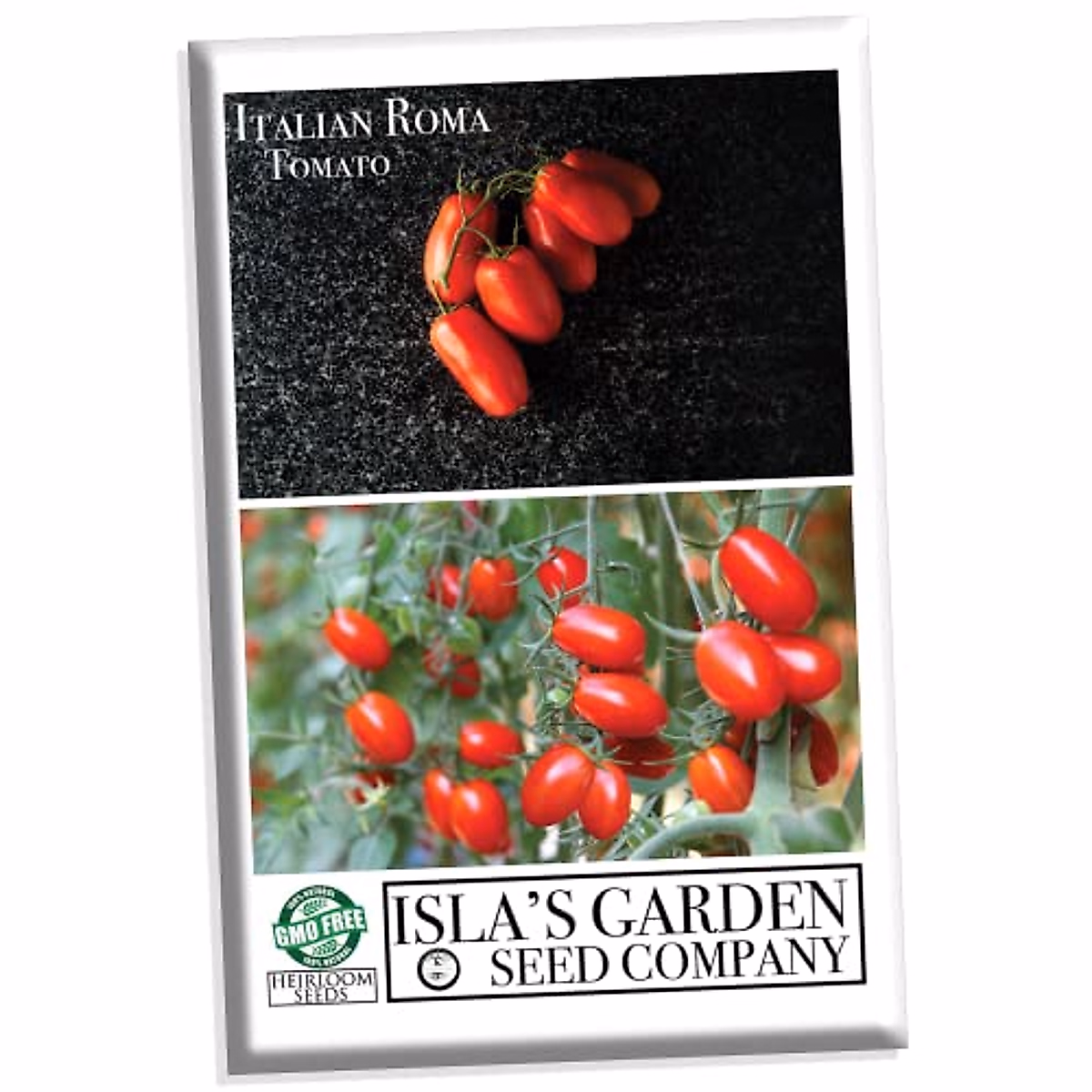 "Italian Roma" Tomato Seeds for Planting, 25+ Heirloom Seeds Per Packet, (Isla's Garden Seeds), Non GMO Seeds, Botanical Name: Solanum lycopersicum, Great Home Garden Gift