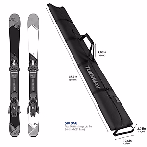 TurnWay Ski Bag | Store & Transport Skis Up to 215 cm, Poles & Extras | Waterproof - for Men, Women and Youth (Black)