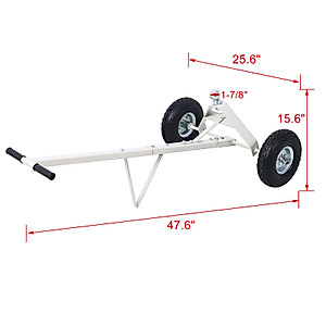 Trailer Dollies, Adjustable Trailer Dolly Steel Trailer Mover Boat Trailer Dolly with 1-7/8 Inch Balls 44" Extra-Long Handle 600 Lbs Capacity with Pneumatic Tires & Mounting for Moving RV Trailer