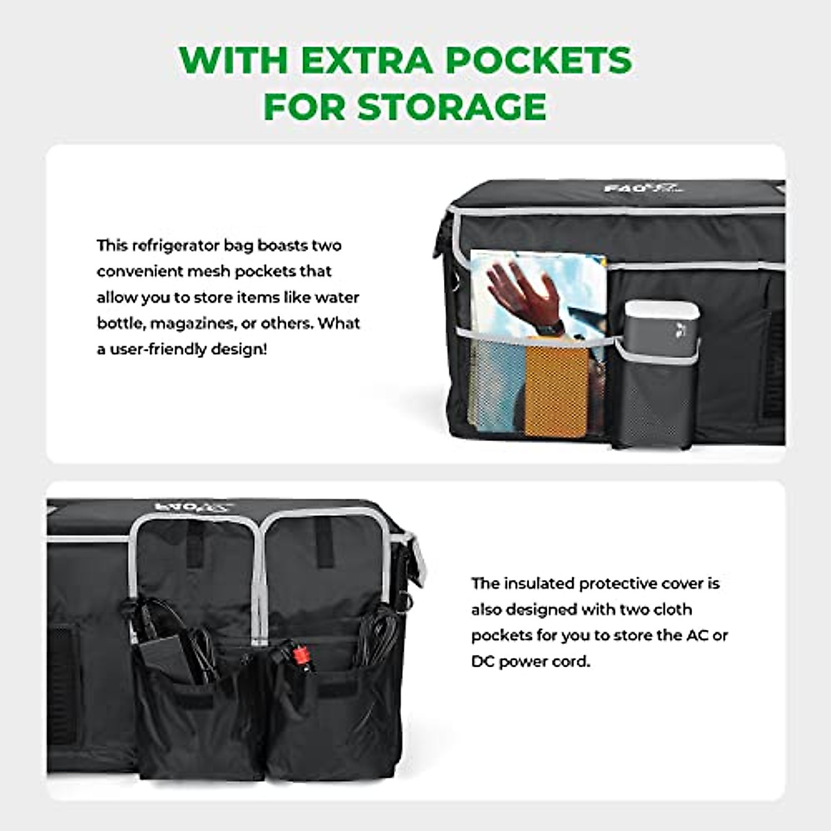 F40C4TMP 23 Quart Insulated Protective Cover for Portable Refrigerator, 22L Durable Fridge Bag, Portable Freezer Cover 23QT Fridge (Refrigerator NOT Included)