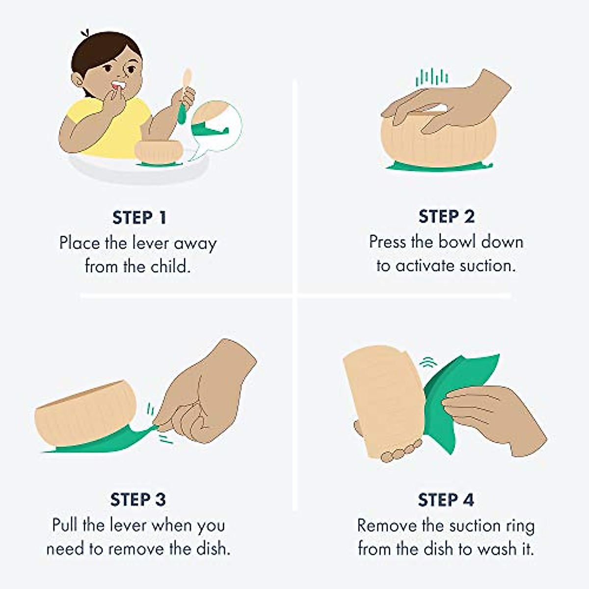 Avanchy Baby Toddler Plates with Suction Divided Stainless Steel for Feeding Babies Kids Toddlers Food, Large,Green