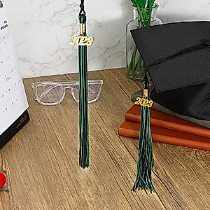 2PCS 2023 Graduation Tassels, 2023 Graduation Tassel with Gold 2023 Year Charm, Graduation Hat Decoration Tassel for Graduates, 2023 Tassel for Graduation Party Ceremonies Gift(Green and Black)