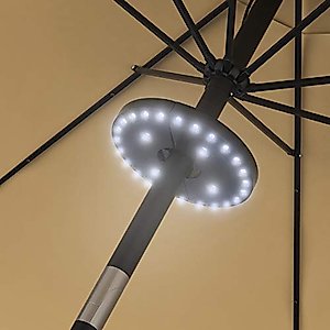 Pure Garden 50-LG1213 Patio Umbrella Cordless 28 LED Lights, 3 Brightness Modes-Battery Operated Hanging Lamp for Tents or 0.86-1.8” Diameter Poles, 0.86"-1.8", Black