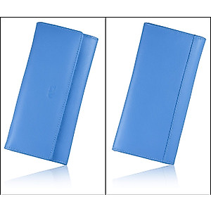 Mou Meraki Women RFID Blocking Real Leather Bifold Wallets For Women-Shield Against Identity Theft (BLUE)