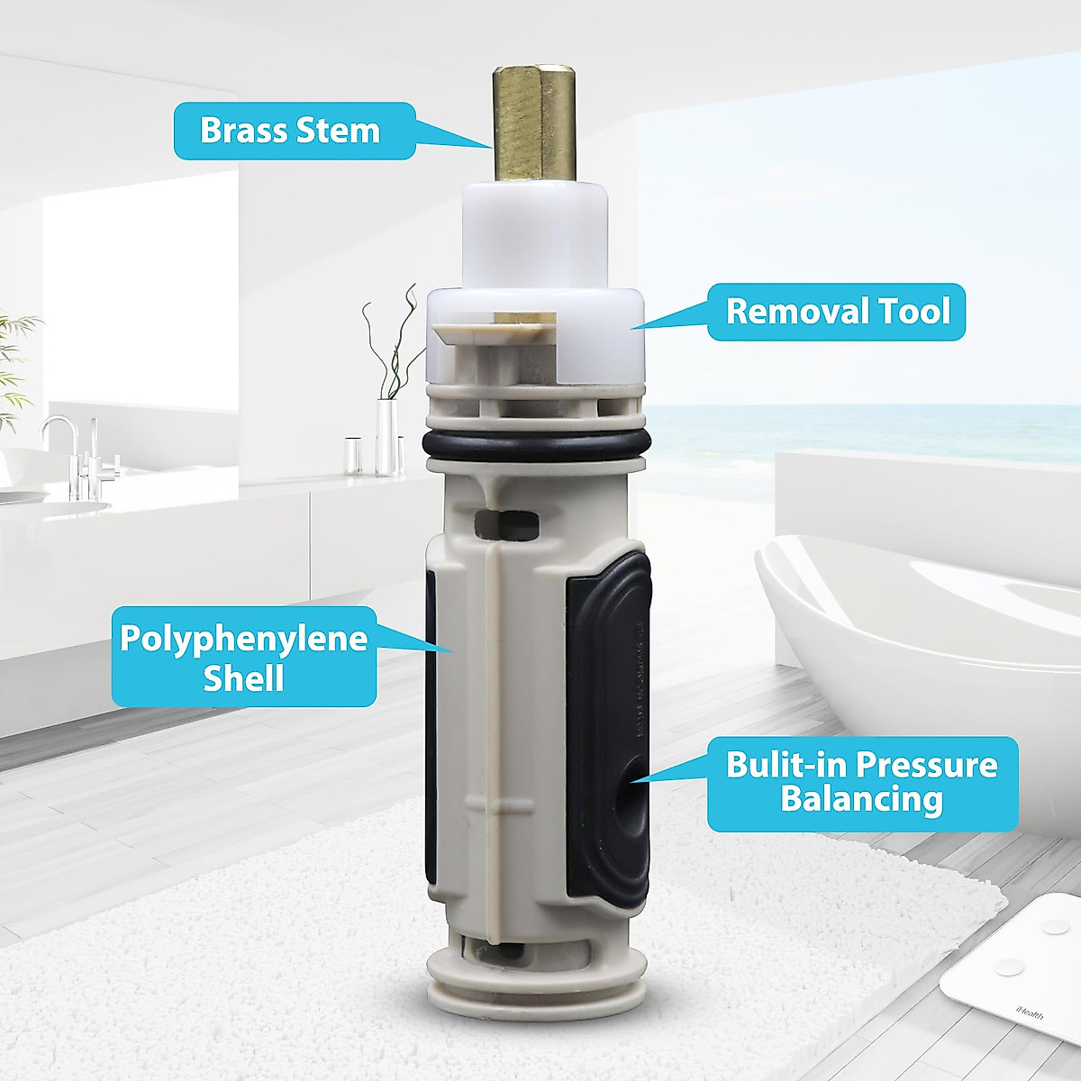 1222 Replacement Cartridge Compatible with moen One-Handle PosiTemp Faucets, Replacement Compatible with moen 1222 Shower Valve Cartridge,Metals & Plastics (1)