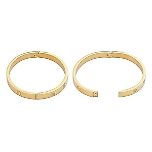 My Daily Styles Stainless Steel Womens Hinged CZ Bangle Bracelets (Yellow)