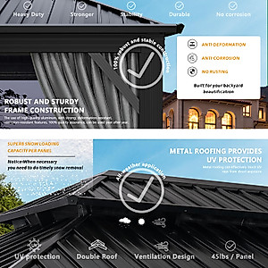 Jolydale 12FT×20FT Hardtop Aluminum Gazebo, Outdoor Metal Frame Canopy with Mosquito Net and Privacy Sidewalls,for Patio, Backyard, Large Size