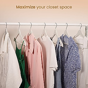 D'orcia Home Clothes Hanger - Heavy Duty Durable Coat and Clothes Hangers - 20 Pack Clothes Hangers Plastic - Non-Slip Clothes Hangers - Wood Look Space Saving Hangers - 360 Degree Swivel Hook (White)