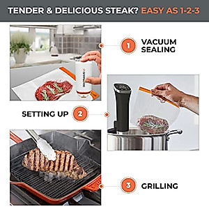 Sous Vide Cooker Starter Kit | All In One | Sous Vide Immersion Circulator Slim Design 1000W, 20 Sous Vide Reusable Vacuum Bags, Electric Pump, Sous Vide Clips, Cookbook | Special Edition