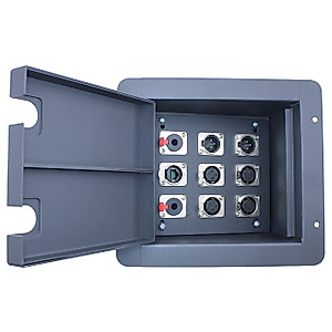 MCSPROAUDIO Recessed Floor Stage Box: 4 XLR Female, 2 XLR Male, 2 1/4" TRS and 1 CAT5 - Prewired