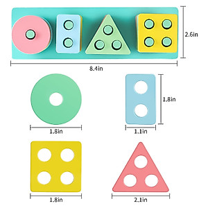 LinseyFun Wooden Stacking Sorting Toys for Toddlers 1-3, Wood Baby Stacking Blocks, Montessori Toys for 1 2 Year Old Boys Girls