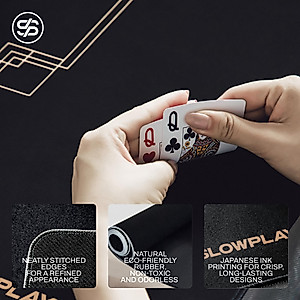 SLOWPLAY Godel Texas Hold'em Poker Mat | Portable Poker Table Top, Black and Champagne Gold, 70 x 35 Inch, Water Repellent, Noise Reduction, and Premium Carrying Bag for Games Everywhere