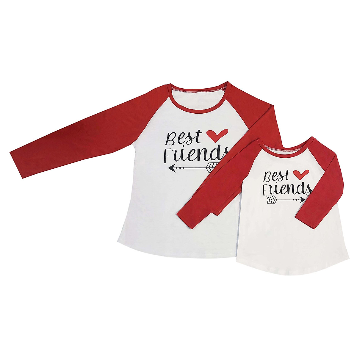 Mommy and Me Matching Outfits Family Matching Letter Print Long Sleeve T-Shirt Clothes Mother Daughter Blouse Tops(Red,Kid/XS(1-2T))