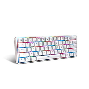DGG YK600 RGB Wired and Wireless Dual Mode 60% Compact Mechanical Keyboard,61 Keys Mini Gaming Office Blue Switches Keyboard with 1850mA Rechargeable Battery for Windows/MacOS/Android System, Black