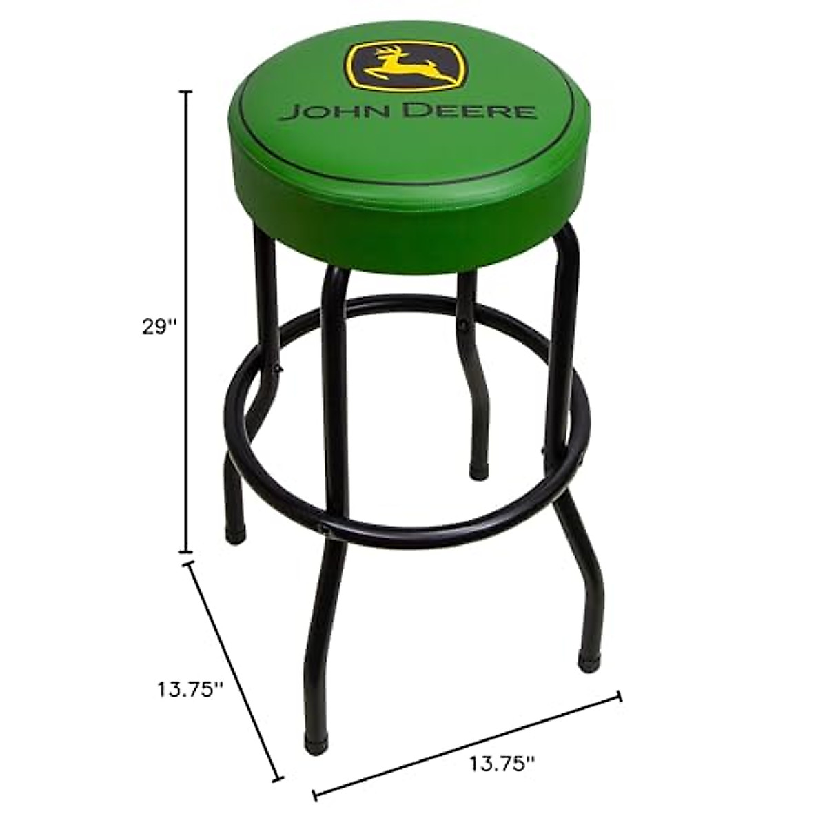 Plasticolor 004792R01 John Deere Logo Garage and Game Room Stool with Matte Green Top and Black Legs