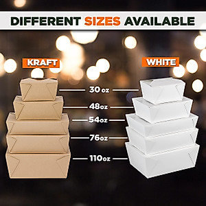 Fit Meal Prep 50 Pack 30 oz Paper Take Out Containers 5 x 4.2 x 2.5 - White Lunch Meal Food Boxes #1, Disposable To Go Packaging, Microwave Safe, Leak Grease Resistant for Restaurant and Catering