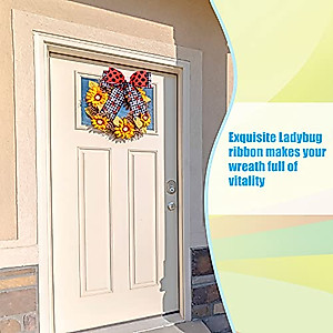 HAUTZADO 4 Rolls 2.5 Inch x 24 Yard Ladybugs Canvas Ribbons Lady Bug Wire Edged Wrapping Ribbon Red Polka Dot Wired Edge Ribbon Grosgrain Red Dot Craft Ribbon for Crafting Wrapping Party Decoration