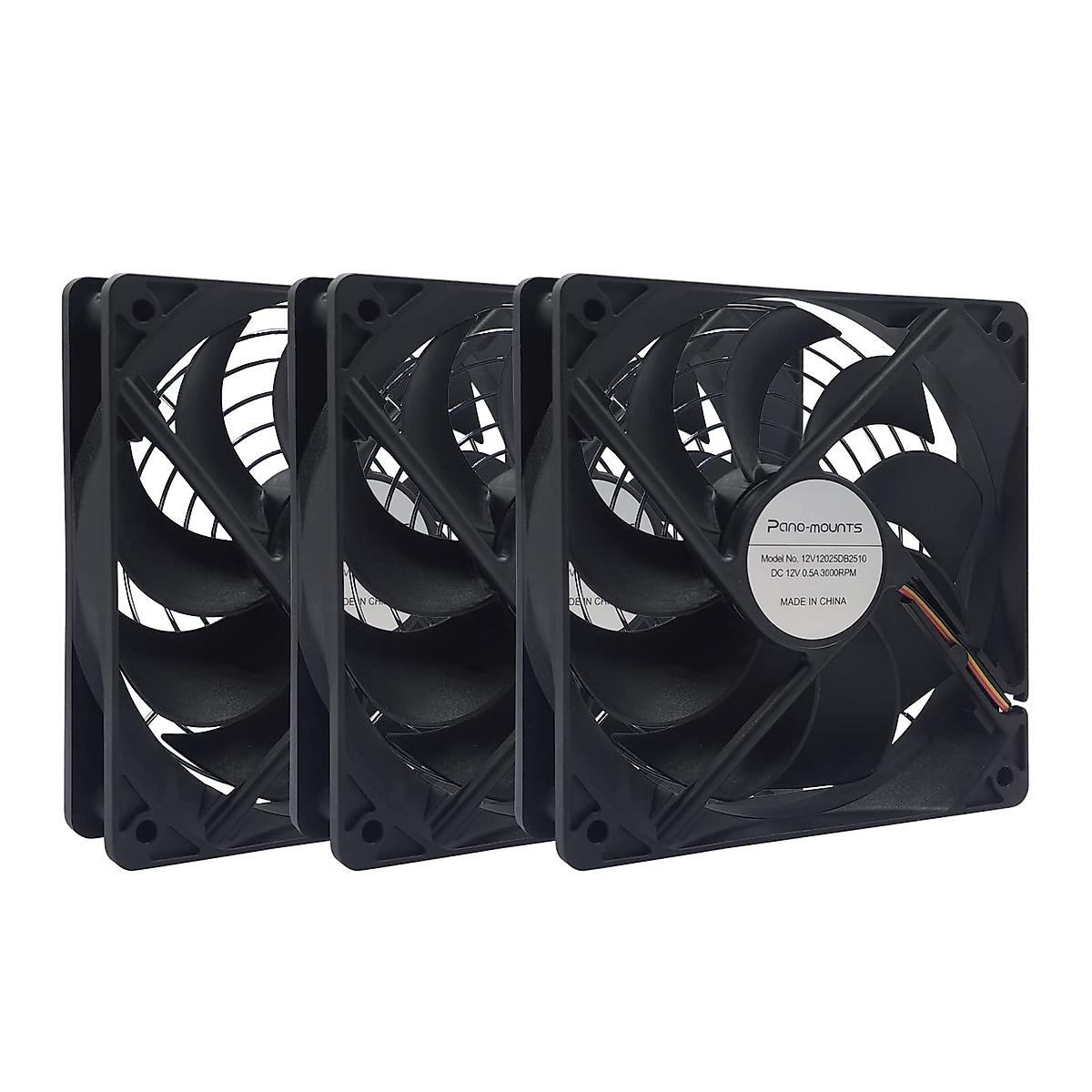 3-Pack 120mm 12V DC High Airflow Computer PC Case Fan 120x120x25mm Triple 3Pin 4.72inch Dual Ball Bearing Brushless Exhaust Cooling Fan for Mining Rig Frame Rack Air Miner PSU with Metal Guard 3000RPM
