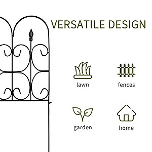 AMAGABELI GARDEN & HOME Decorative Garden Fence Fencing 32in x 10ft 5 Panels Outdoor Coated Metal Rustproof Landscape Wrought Iron Wire Border Folding Wire Flower Bed Barrier Black