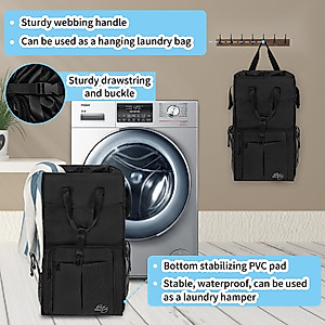 WELIDAY Laundry Backpack Bag, Extra Large 2 in 1 Laundry Basket for College Dorm, Apartment, Travel, Freestanding laundry bag with Adjustable Shoulder Straps and Multi-pockets