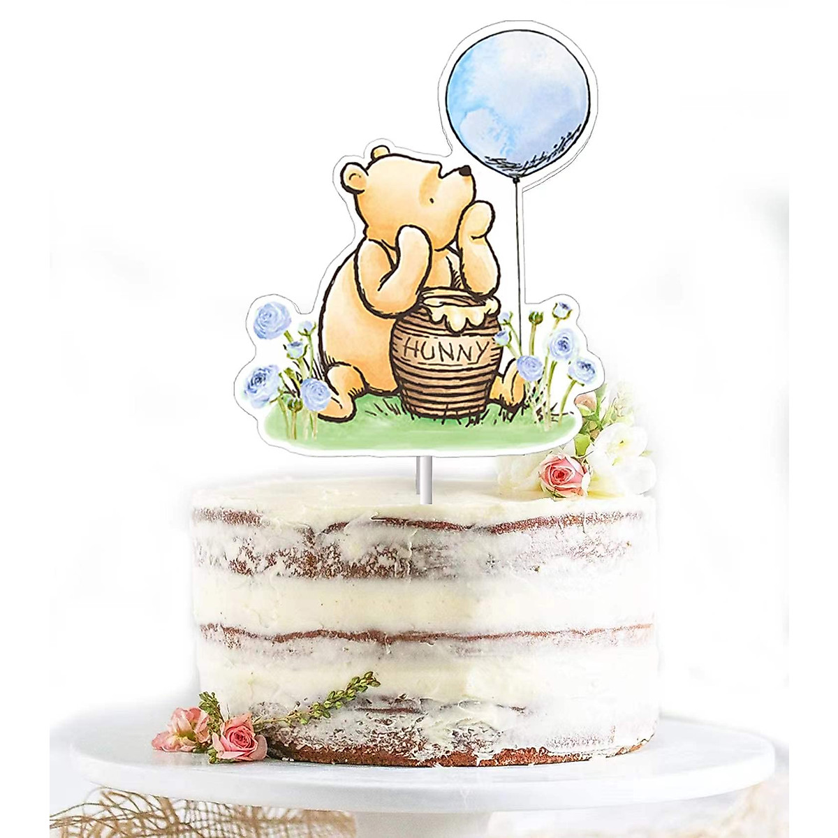 Classic The Pooh Cake Topper Blue For Boys Baby Shower Winnie Bee Birthday Party Decorations Centerpieces