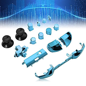 Joystick for Xbox, Gamepad Electroplating Buttons for Xbox One Slim Controller Gamepad Replacement Kit with Mushroom Cover Cross Shaped Left/Right Bumper Baffle,etc(Blue)