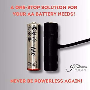 J. Thomas Convert AA Devices to Electric Power | Rechargeable Backup | Uninterrupted Operation | Ideal for Single AA Clocks and Devices | 1 NiMH Battery Adapter 1.3V
