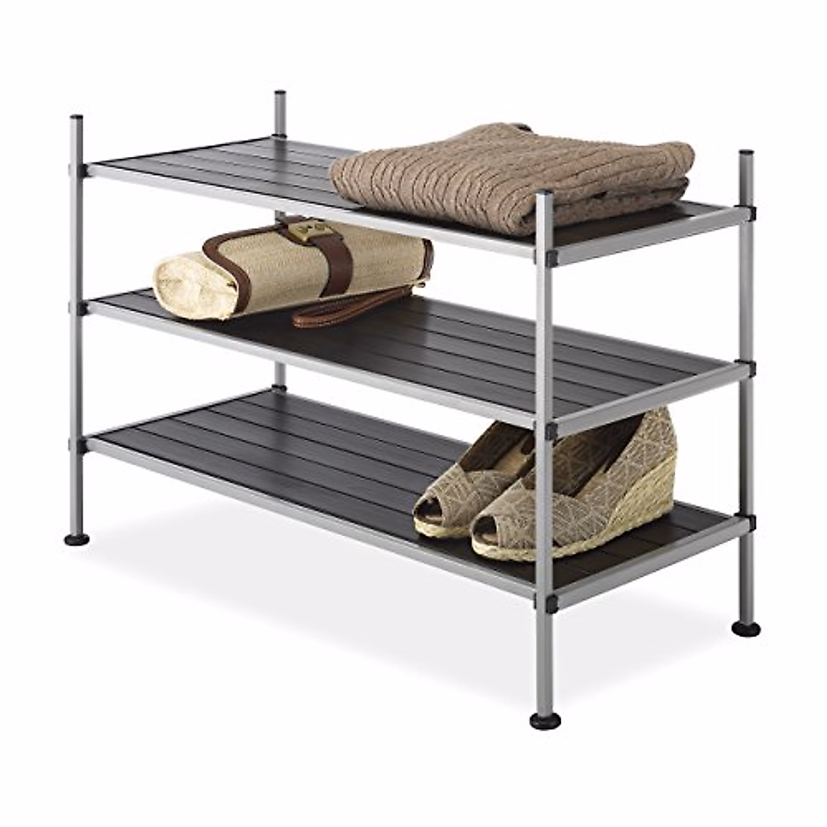 Whitmor 3 Tier Closet Storage Shelves - Shoe Rack and Home Organizer