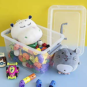 Lesbin 4-Pack Clear Plastic Storage Latch Box with Lids, 10 L