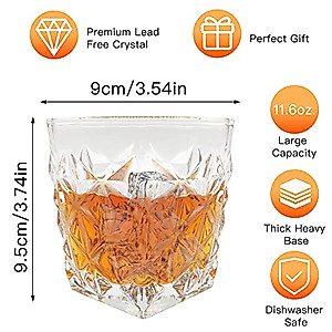 Yocuby Crystal Whisky Glass Set of 4 for Men, 10 OZ Classic Rocks Glasses In Gift Box for Fatherday, Anniversary, Old Fashioned Glasses for Father Husband, Rum Glass Tumblers for Cocktails Scotch