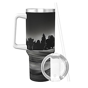 HULIBIN Black and White Golfs Print Double Deck Stainless Steel Travel Coffee Cup With Lid 40 Oz Ice Bully Cup