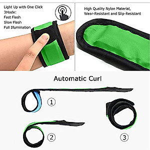 LOBKIN 6 Pack Safety Bracelets, LED Slap Armband Kids Walking at Night Safe LED Light Wrist Light Reflective Belt, Magic Band Running Lights for Runners (A)